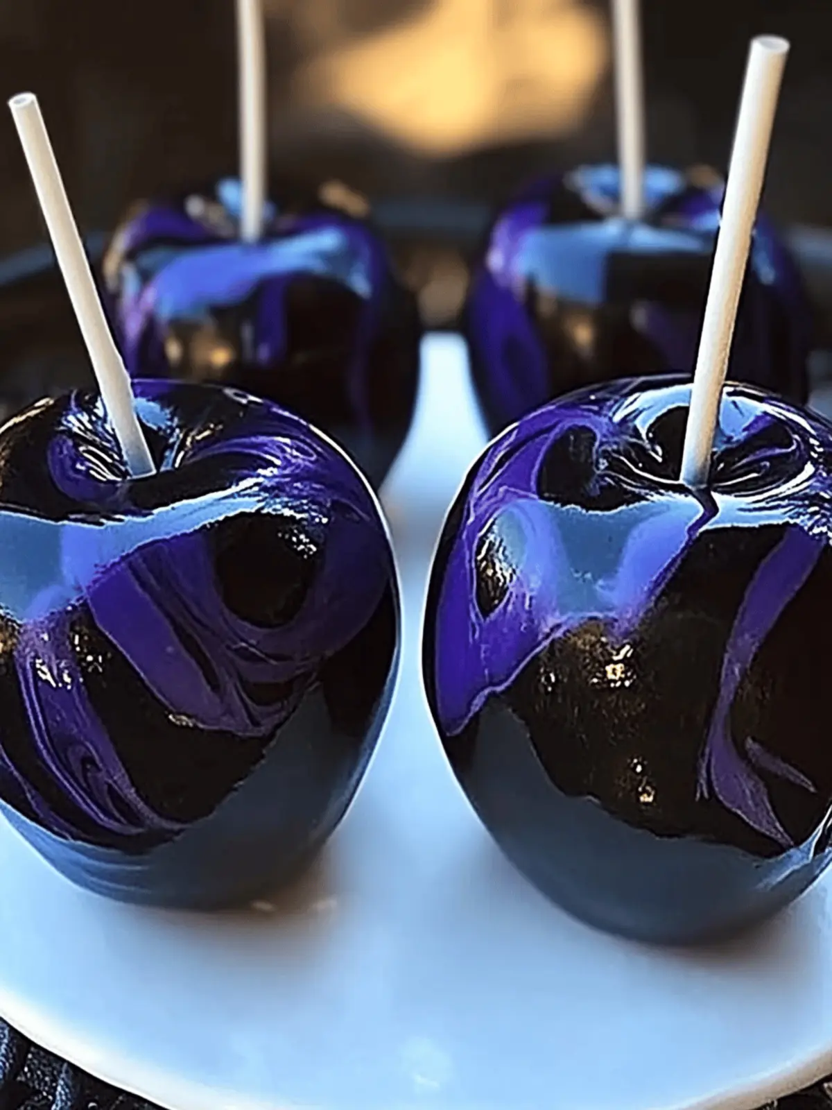 Ultimate Spooky Black Swirl Candy Apples: Delicious Halloween Treat